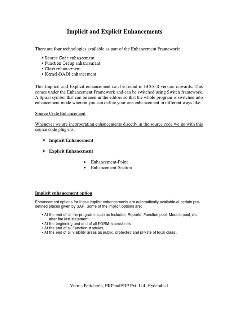 SAP Enhancement Framework Guide | PDF | Subroutine | Programming Paradigms