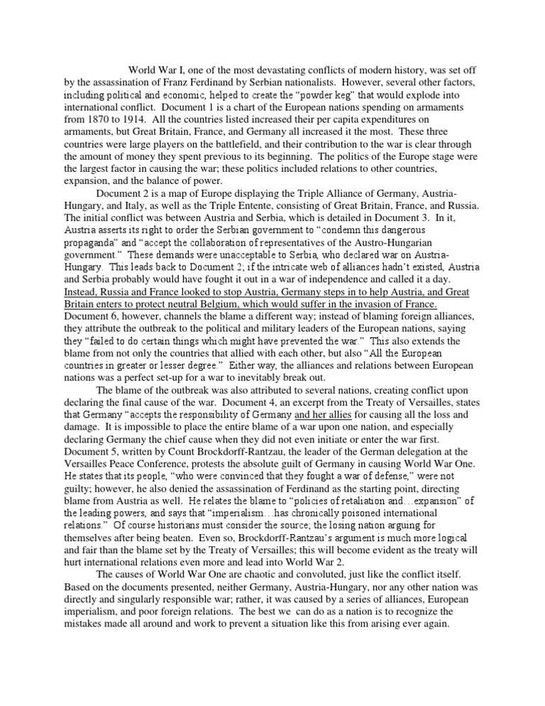 AP European Test DBQ | World War I | German Empire