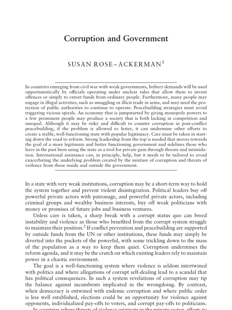 Susan Rose Ackerman Corruption and Government | PDF | Political ...