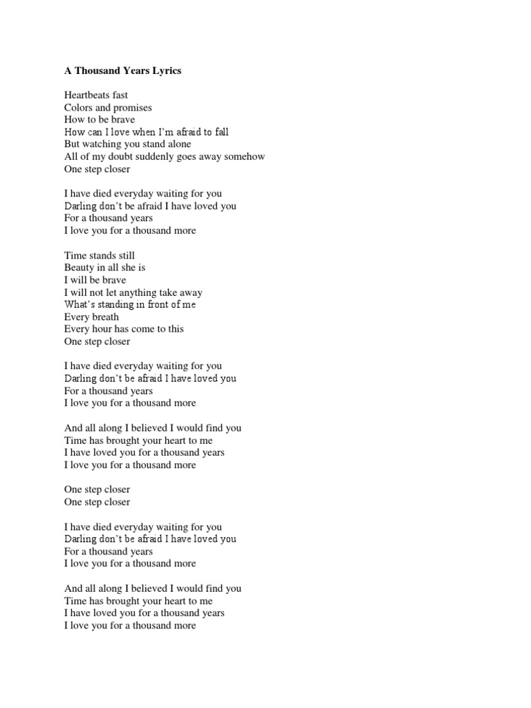 A Thousand Years Lyrics