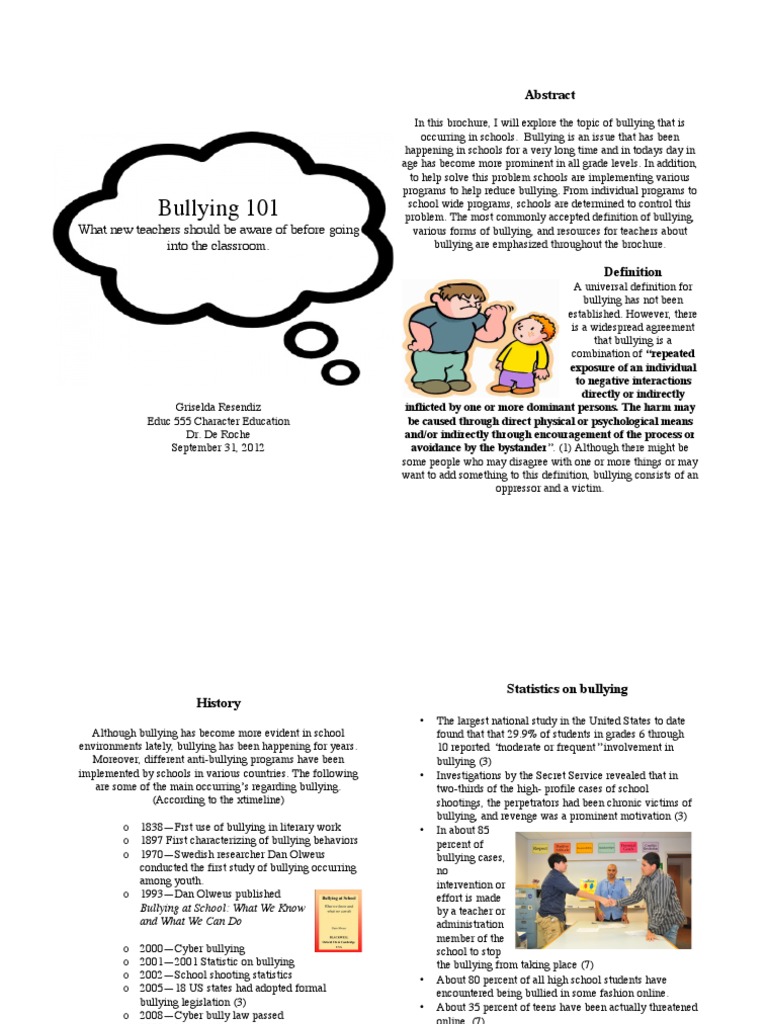 Bullying 101 Brochure Final | PDF | Bullying | Substance Abuse