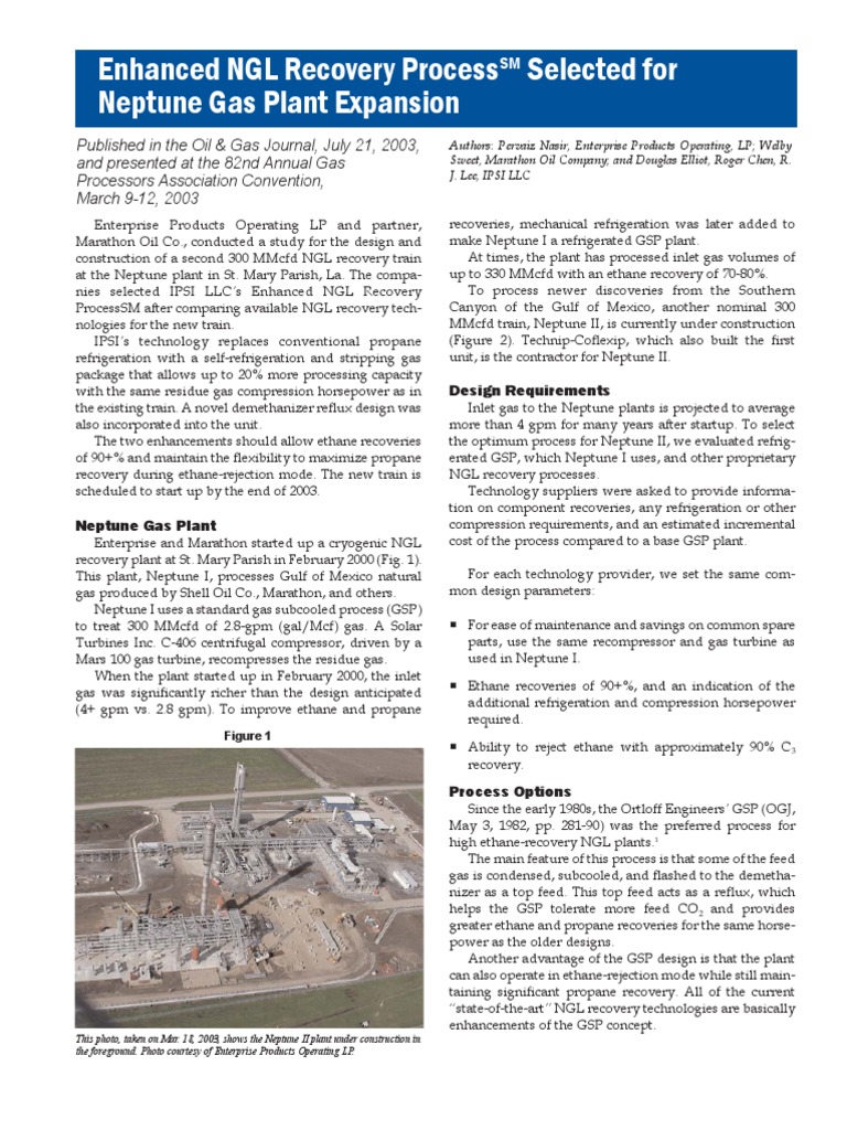 Enhanced Ngl Recovery Process Pdf Heating Ventilating And Air Conditioning Chemical 