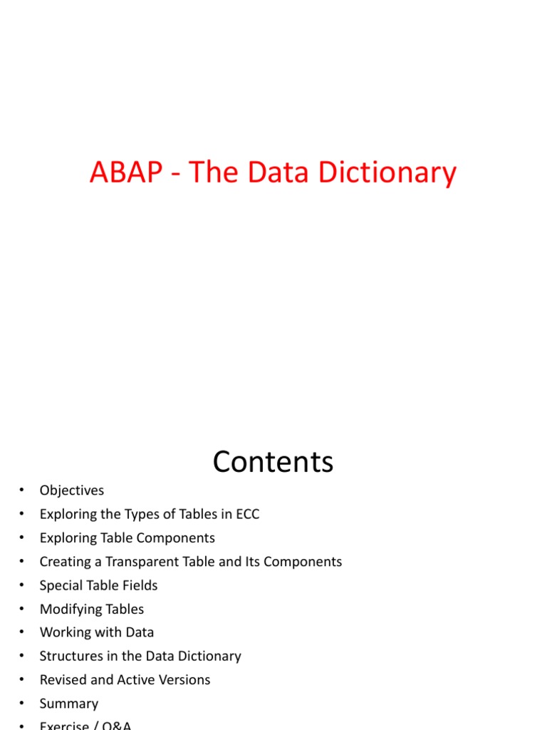 03 - ABAP - The Data Dictionary | Download Free PDF | Top Down And ...