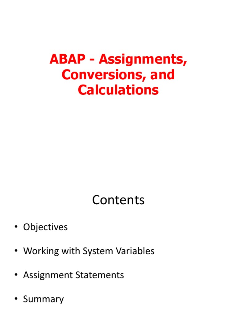 06 - ABAP - Assignments, Conversions, and Calculations | PDF | Variable (Computer Science ...