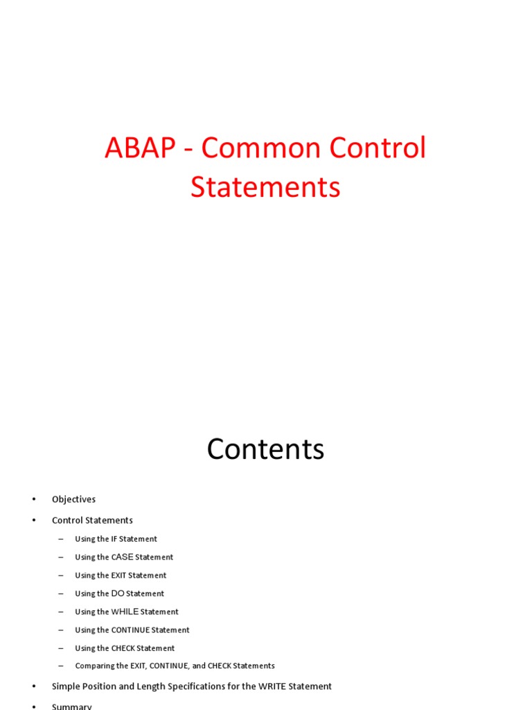 07 - ABAP - Common Control Statements | PDF | Control Flow | Computer Engineering