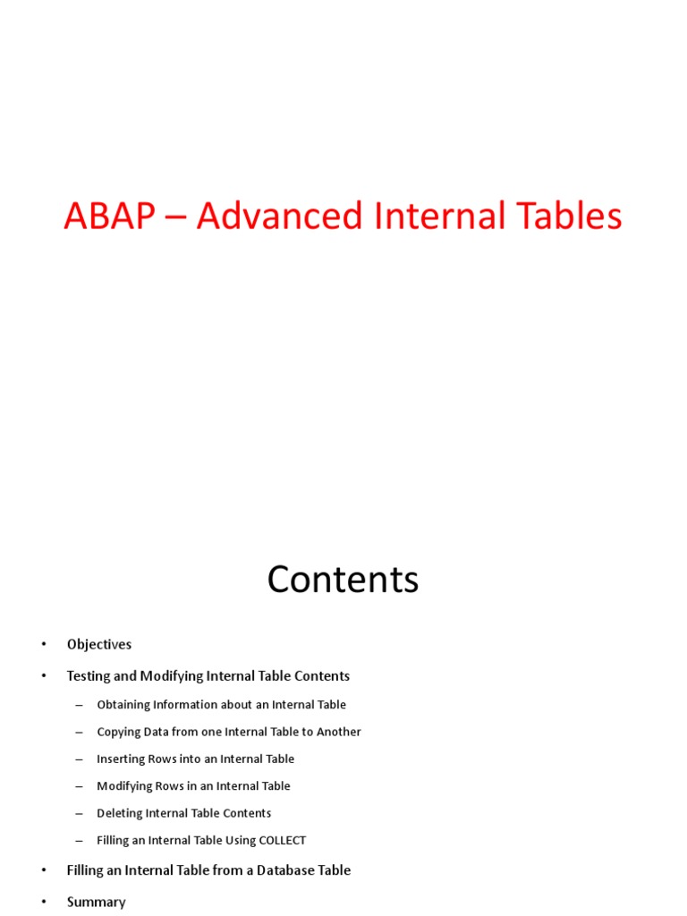 09 - ABAP - Advanced Internal Tables | PDF | Database Index | Table (Database)