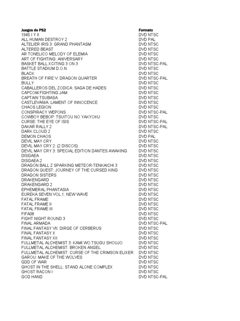 PS2 Games 2007 | PDF | Japanese Games | Leisure