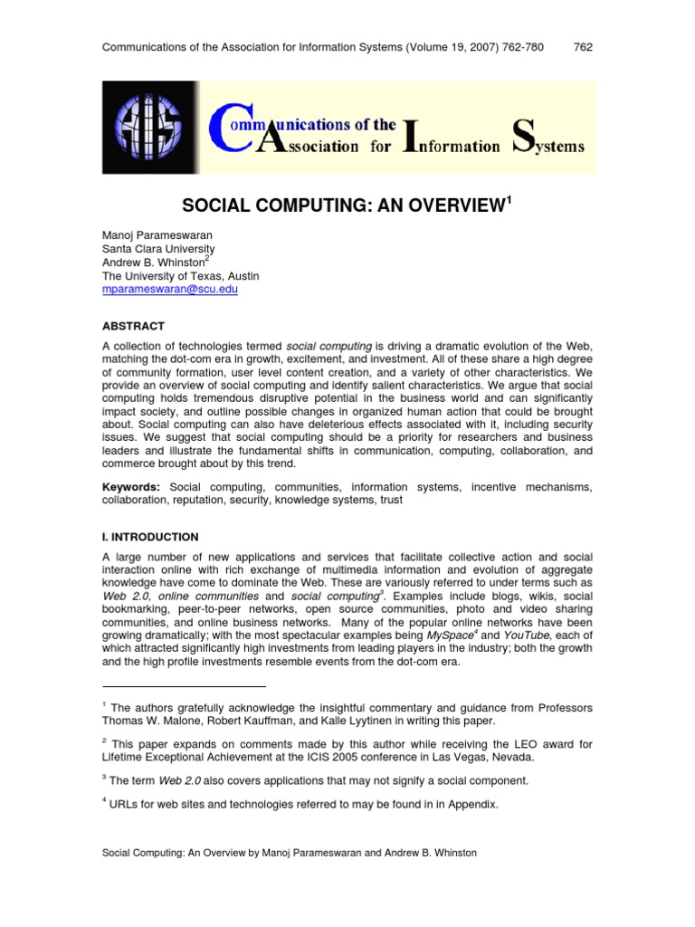 Social Computing An Overview | PDF