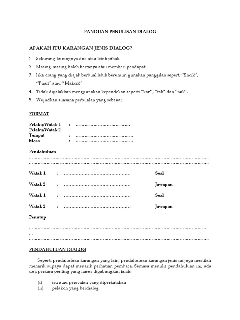 Panduan Penulisan Dialog | PDF