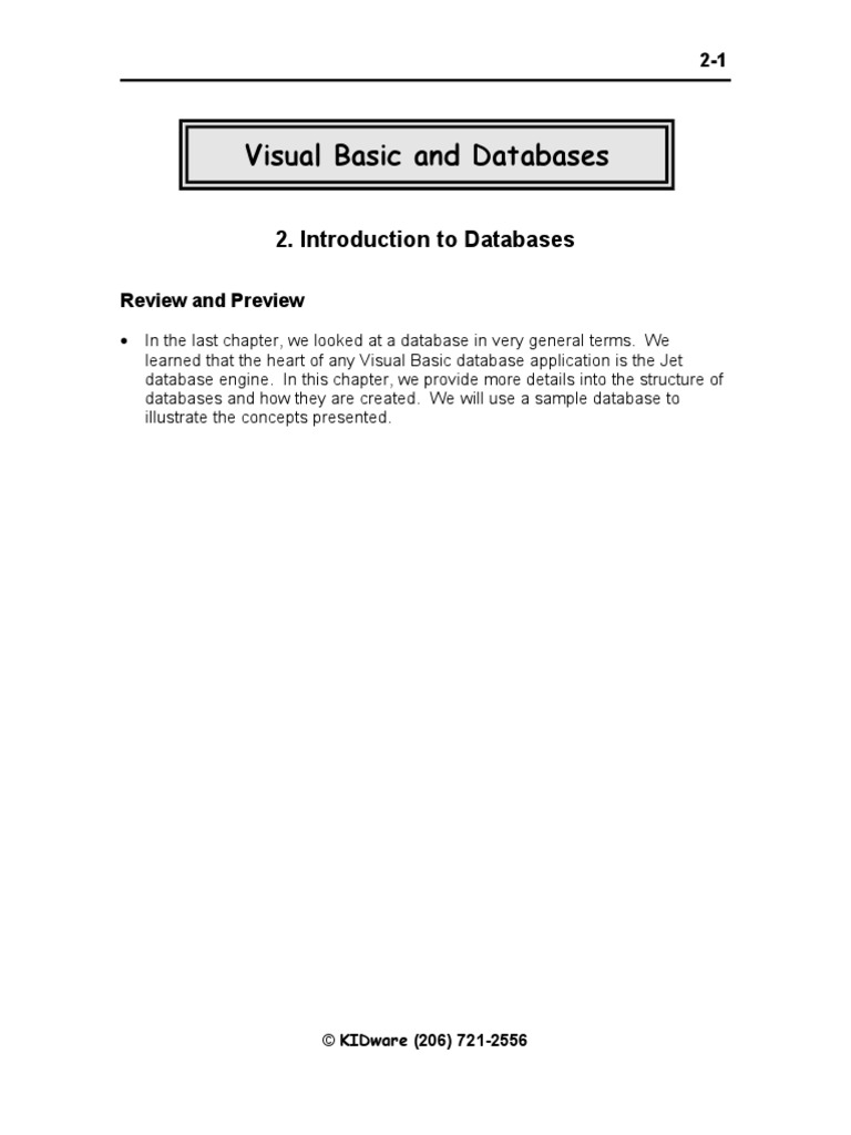 Visual Basic and Databases | PDF | Relational Database | Databases