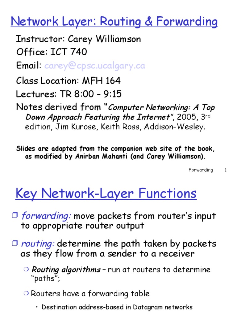 Network Layer: Routing and Forwarding | PDF | Computer Network | Router (Computing)