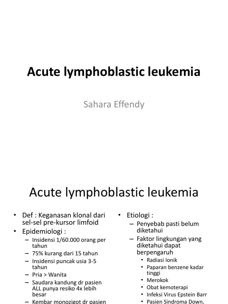 Overview Of Acute Lymphoblastic Leukemia Pdf Leukemia Cancer