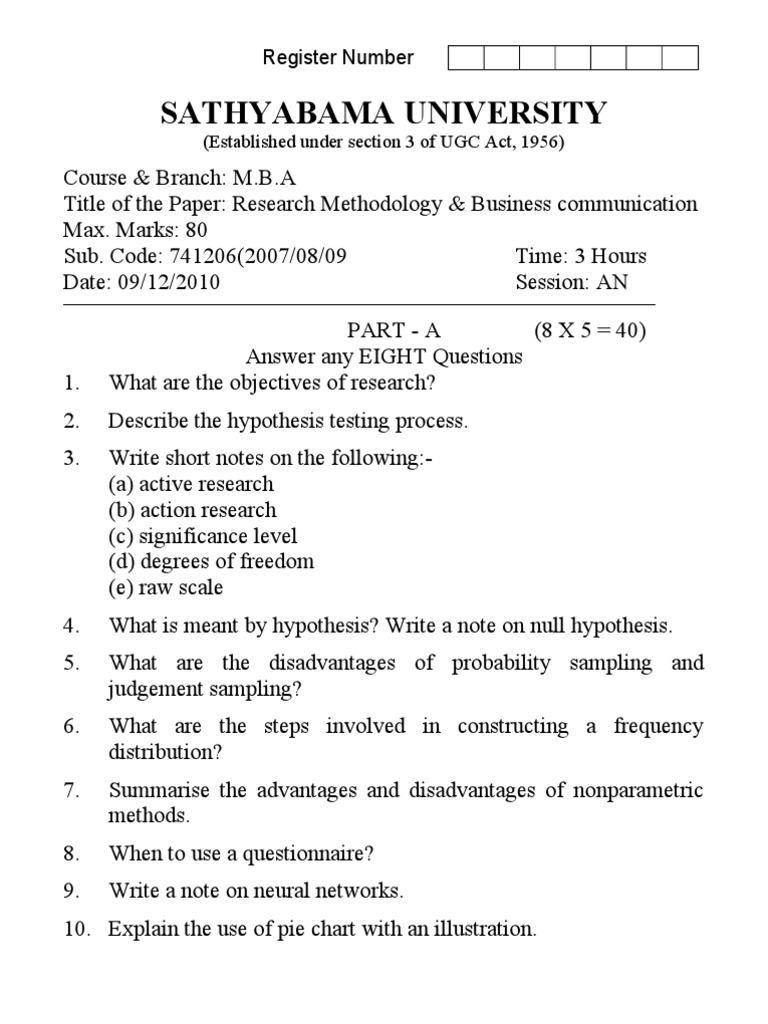 MBA Research Methodology Exam Paper | PDF | Computers