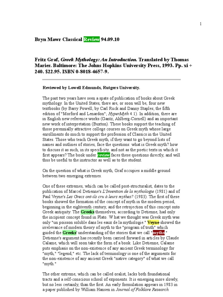 Greek Myth Textbook Review | PDF | Greek Mythology | Mythology