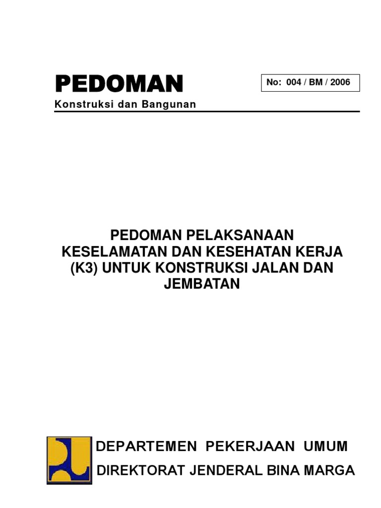 Pedoman k3 Jalan Dan Jembatan | PDF