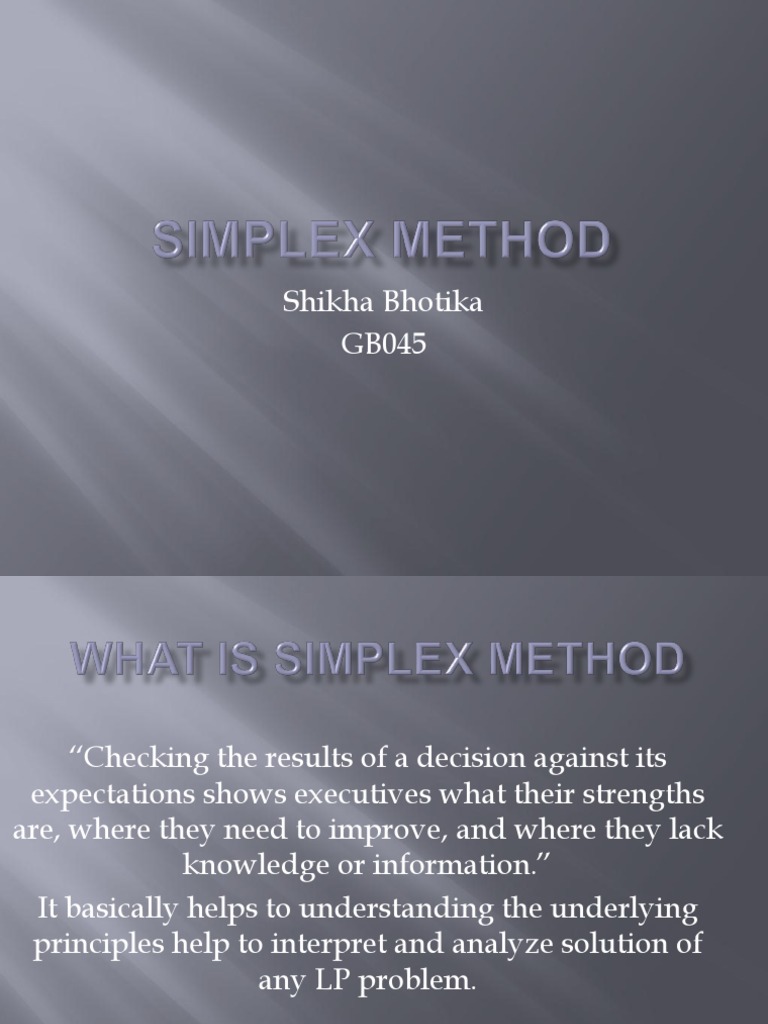 Simplex Method | PDF | Mathematical Optimization | Mathematical And Quantitative Methods (Economics)