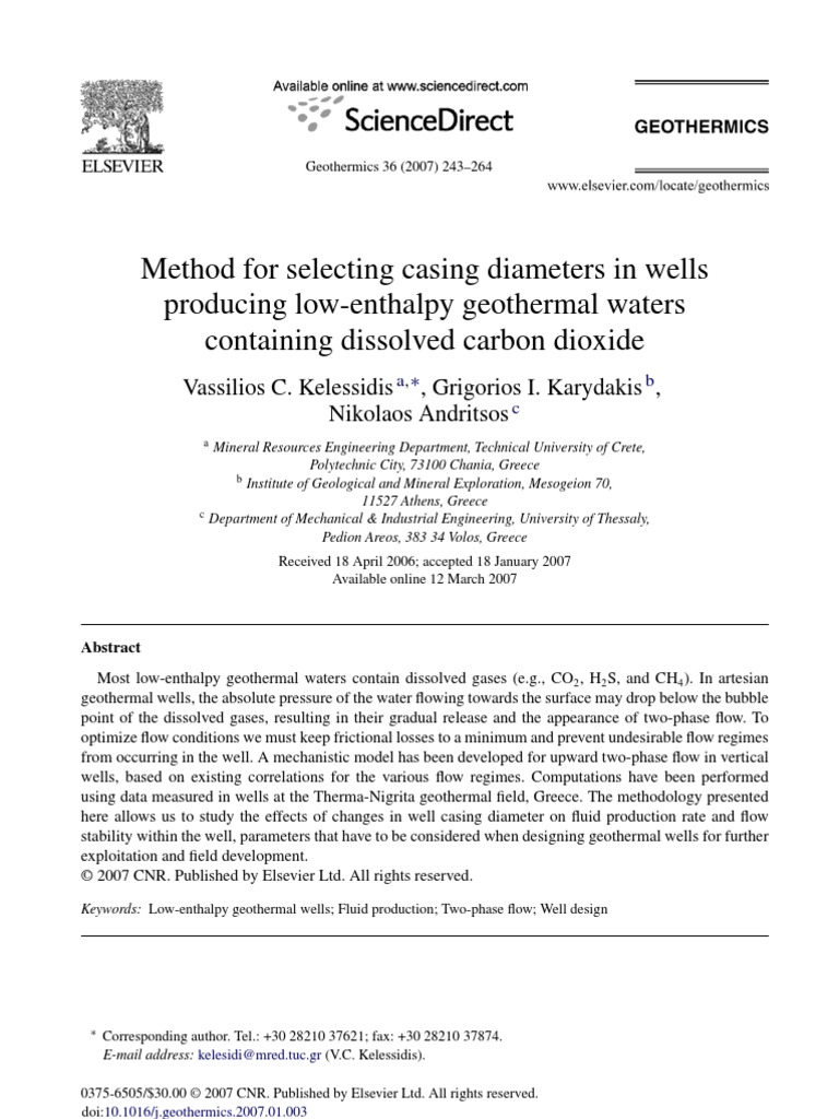 Geothermal Wells - Two Phase Flow Modeling | PDF | Casing (Borehole ...