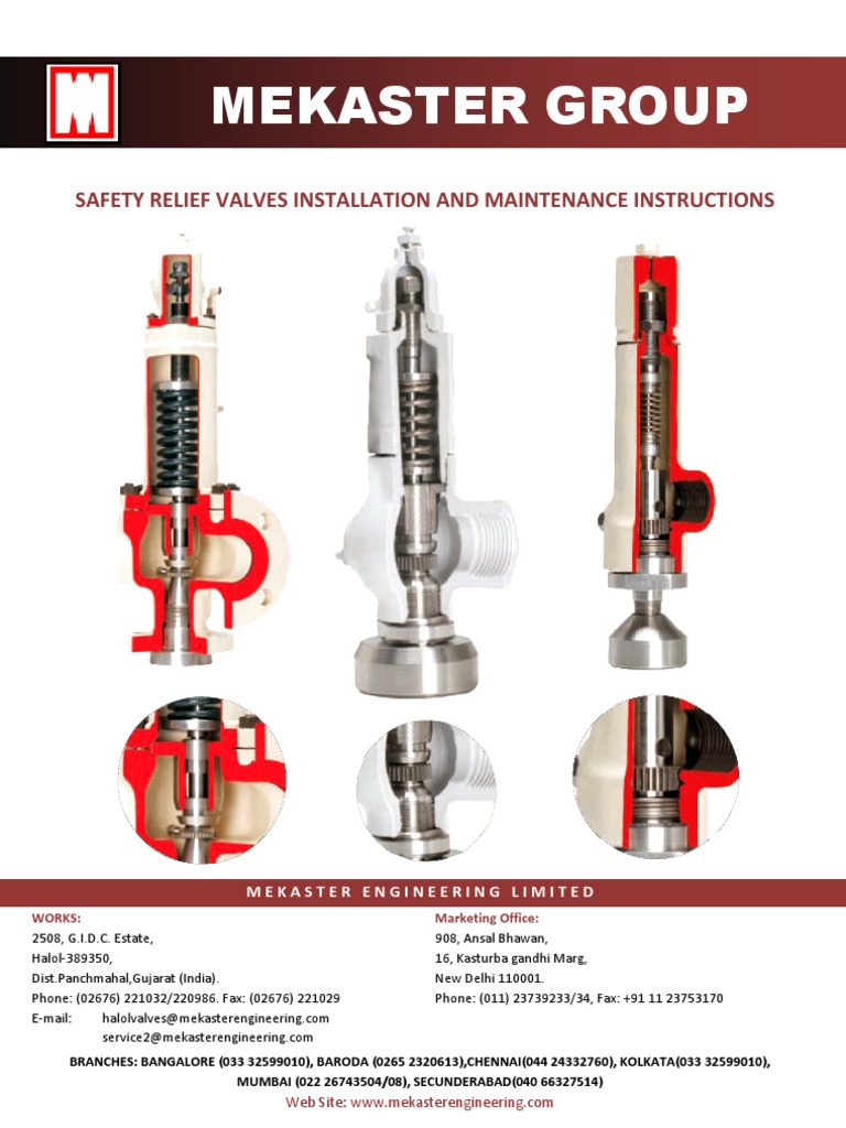 Mekaster Safety Relief Valve Guide | PDF | Valve | Pressure Measurement