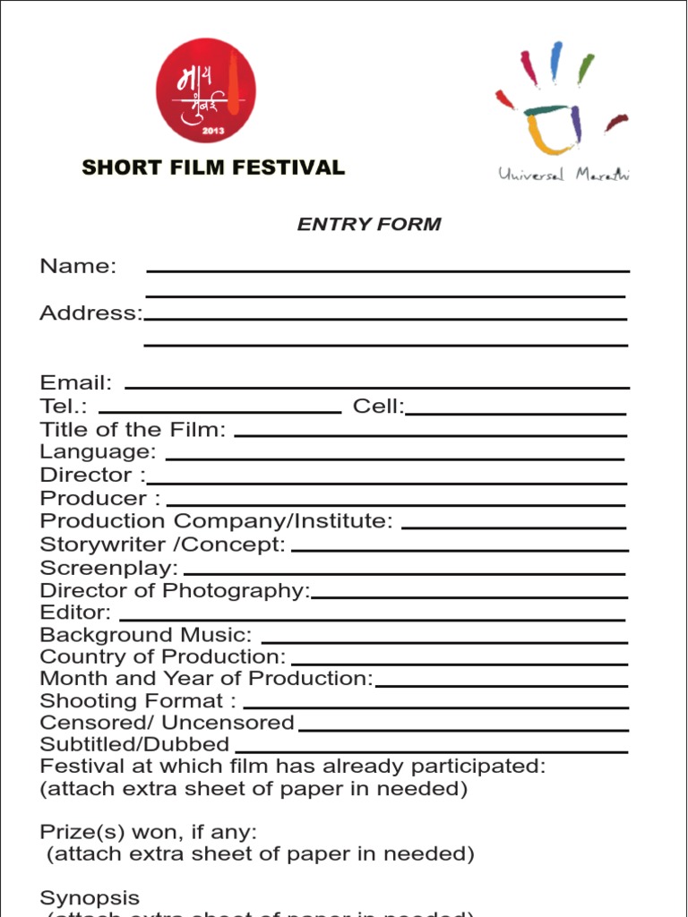 Film Festival Entry Form Template | PDF | Language Arts & Discipline | Art