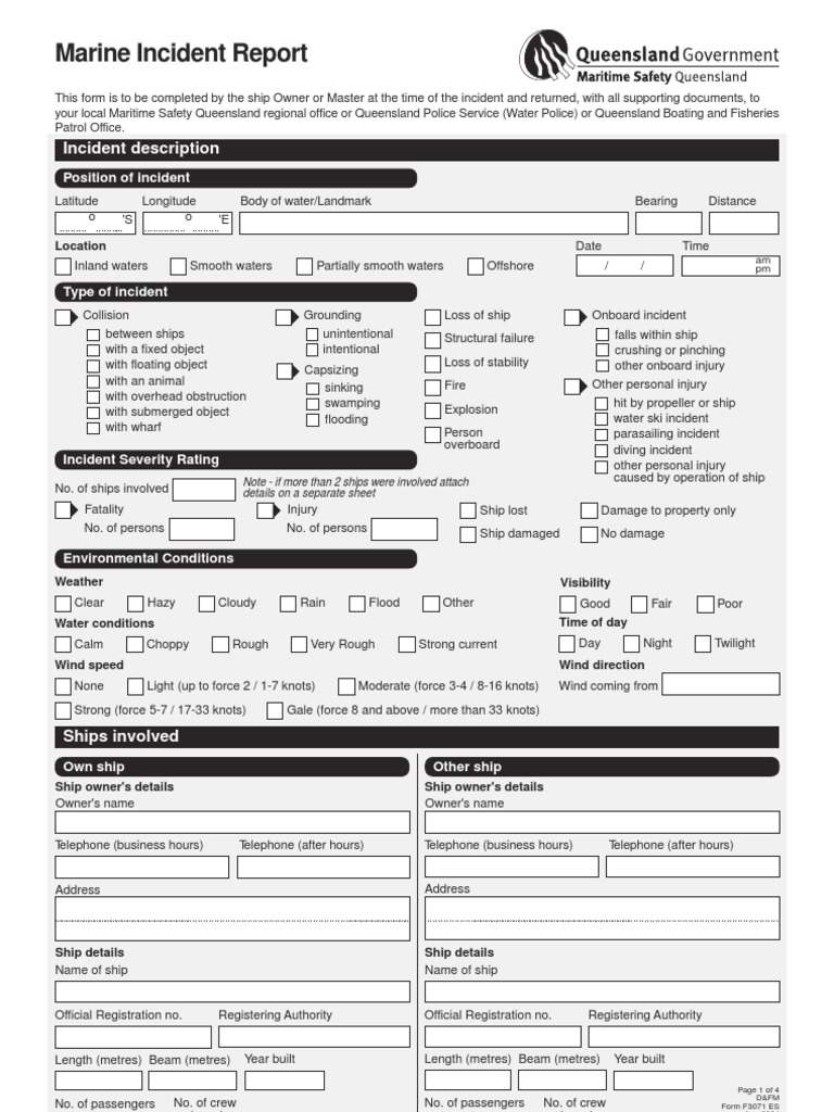 Marine Incident Report Template | PDF | Ships | Boats