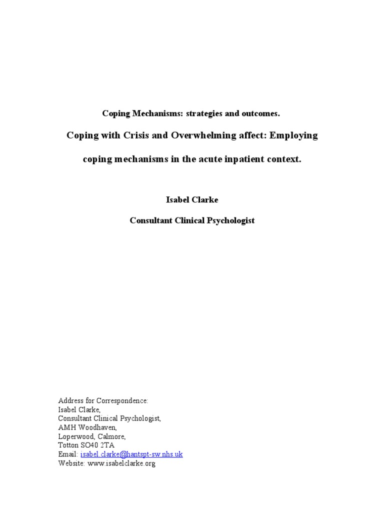 Coping Mechanisms | PDF | Mindfulness | Psychotherapy