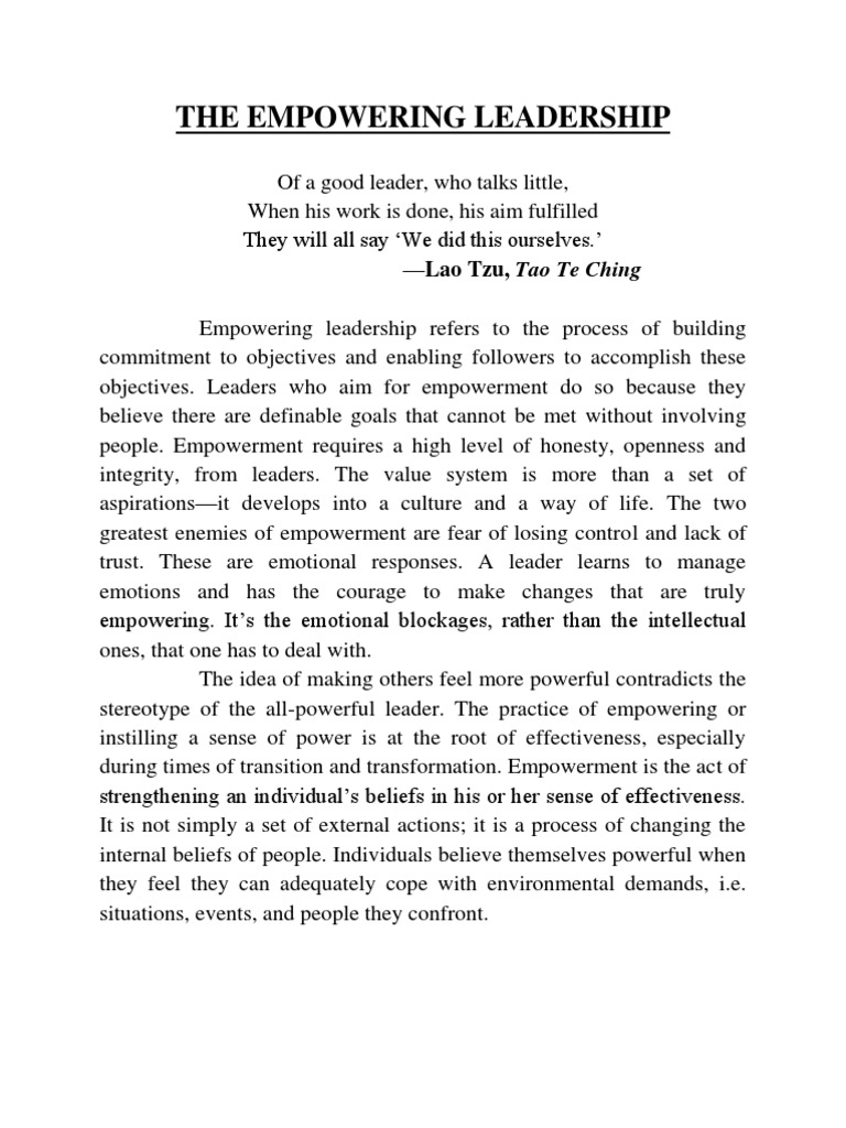 Empowering Leadership | PDF | Empowerment | Leadership