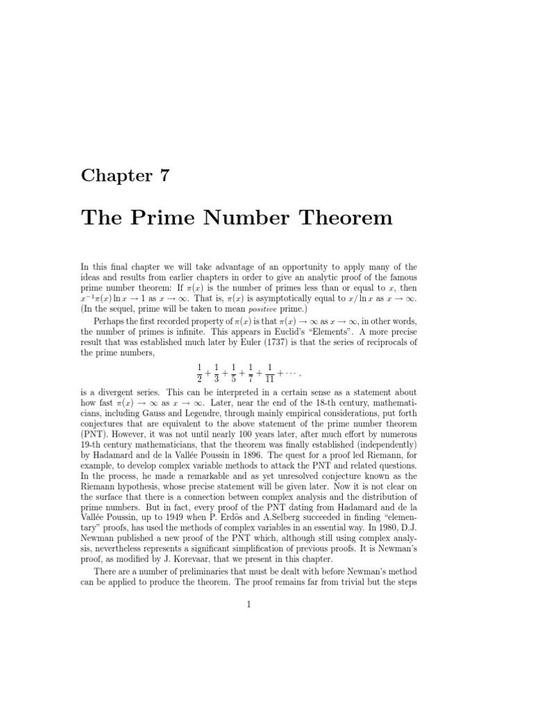 Prime Number Theorem | PDF