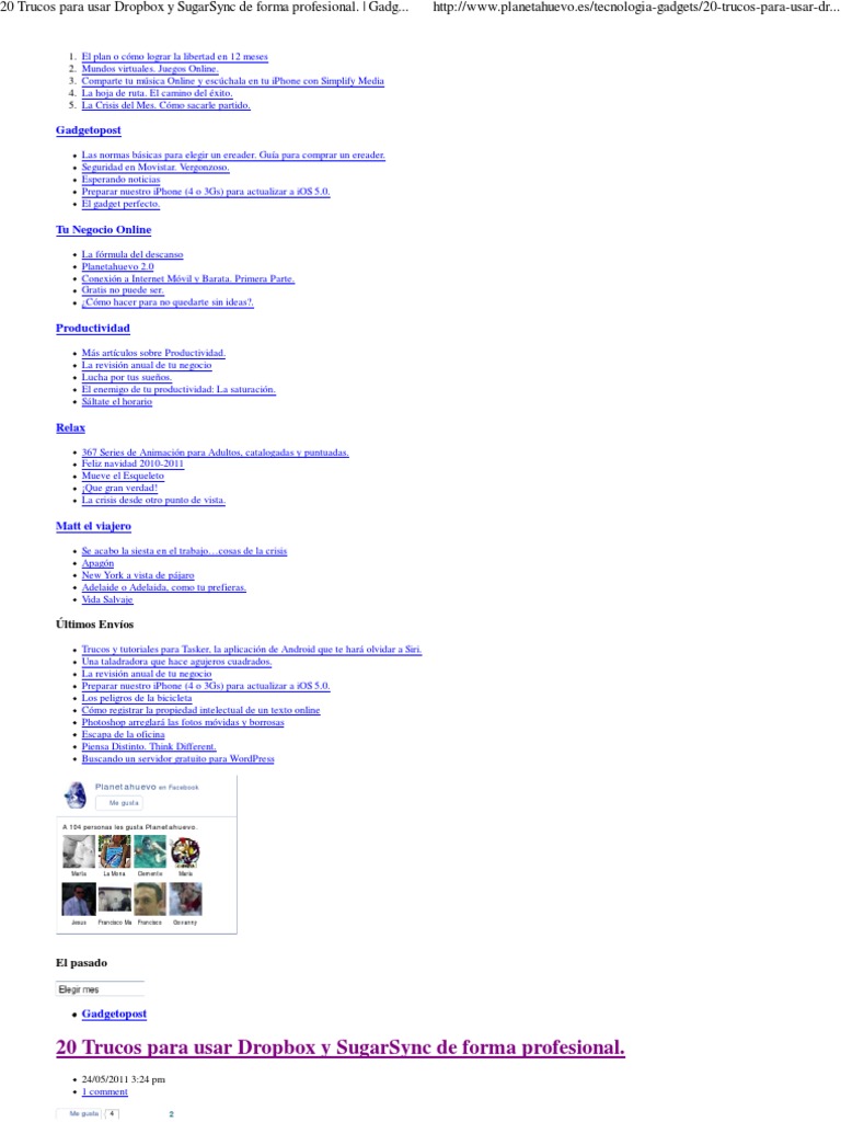 Trucos para usar Dropbox y SugarSync | PDF | Archivo de computadora | Yo telefono