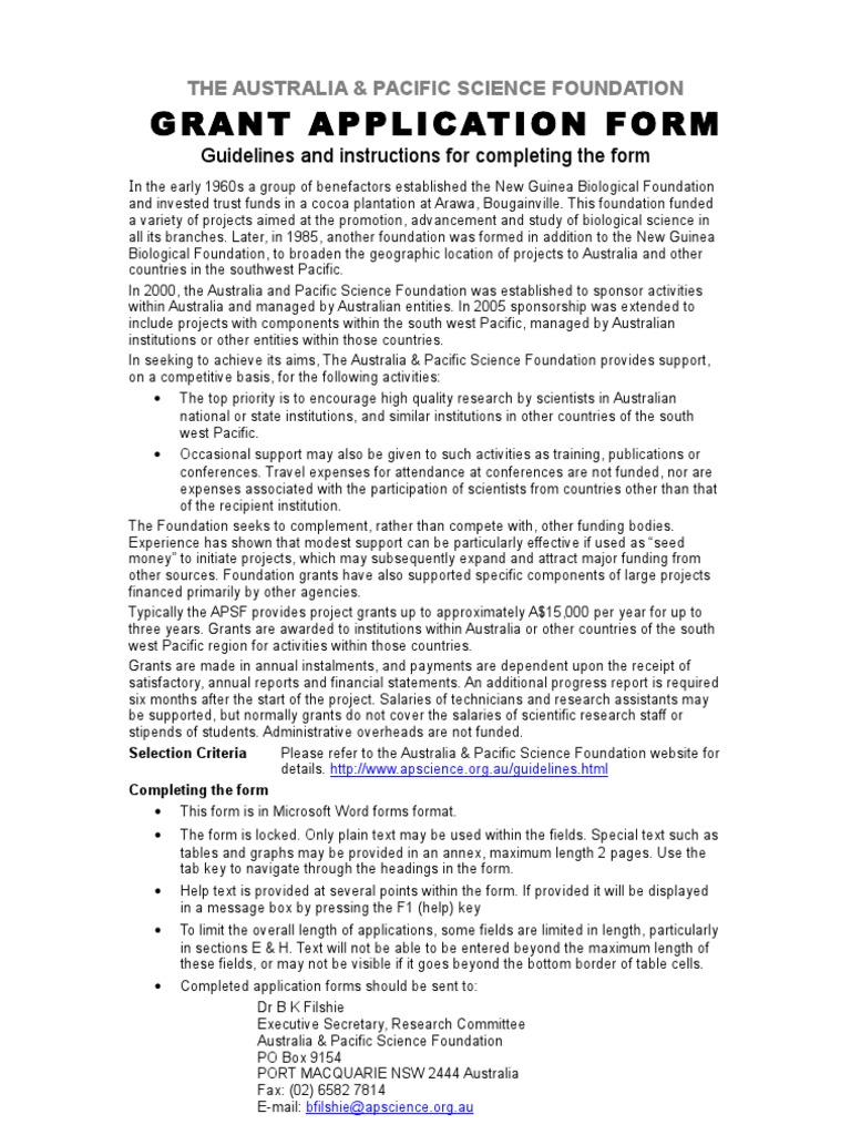 APSF - Application BCF 09 12mar Signed | PDF | Conservation Biology ...