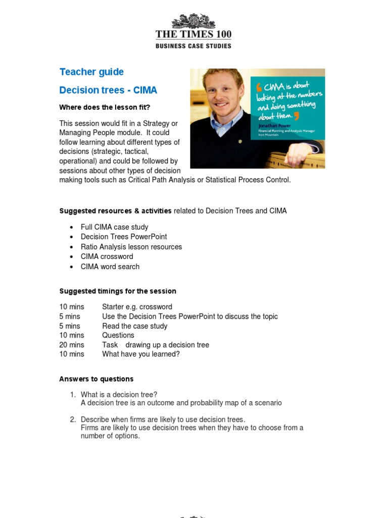 Cima Edition 17 Decision Trees Teacher Guide | PDF | Option (Finance ...