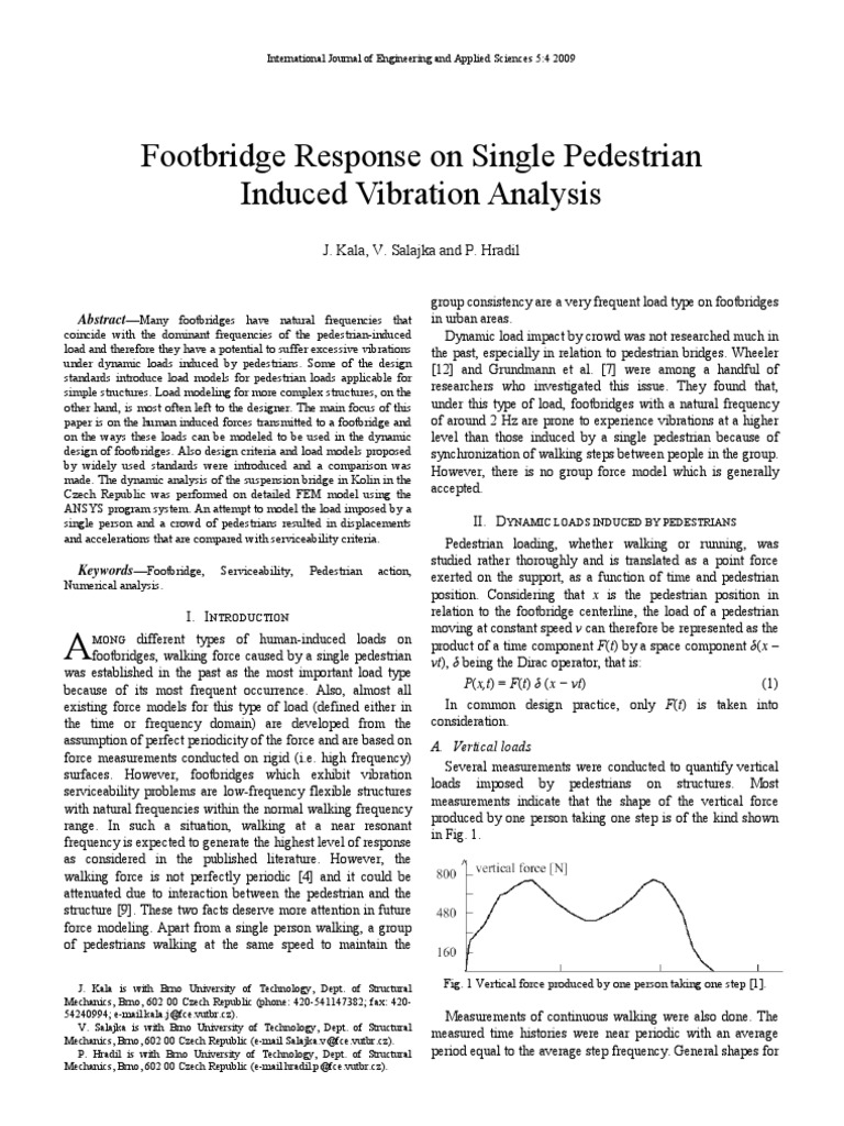 Footbridge Response On Single Pedestrian Induced Vibration Analysis | PDF | Structural Load | Force