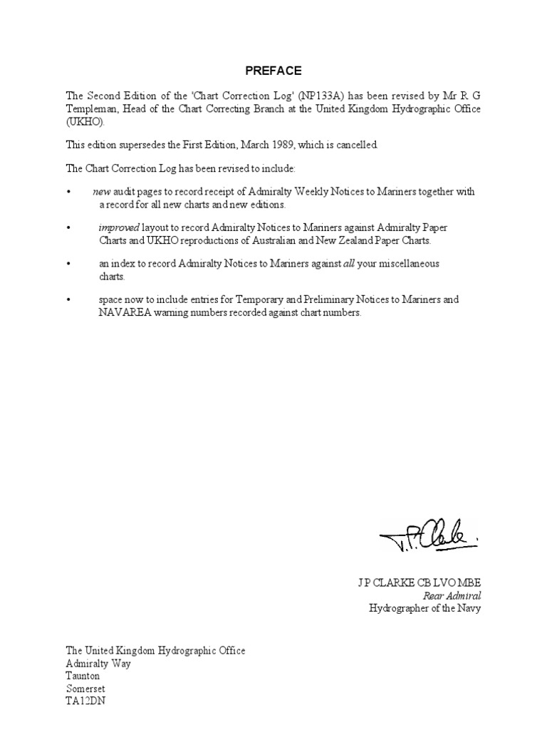 Chart Correction Log | PDF | Hydrography | Geography