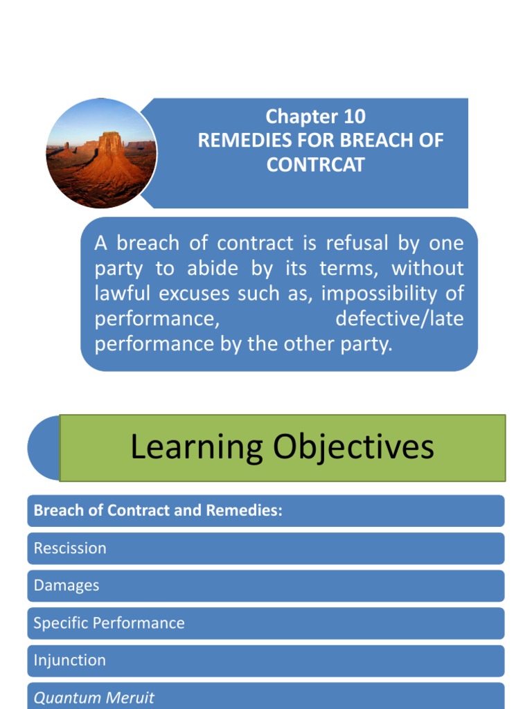 Chapter 10 - Breach of Contract | PDF | Damages | Specific Performance