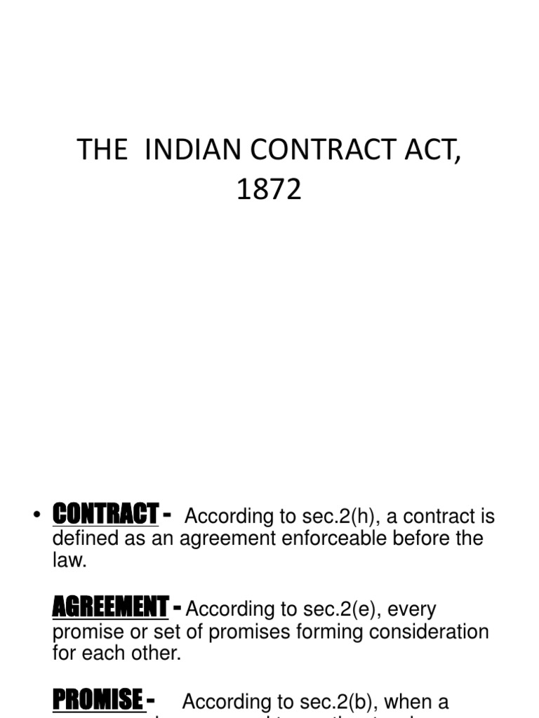 The Indian Contract Act, 1872 | PDF | Law