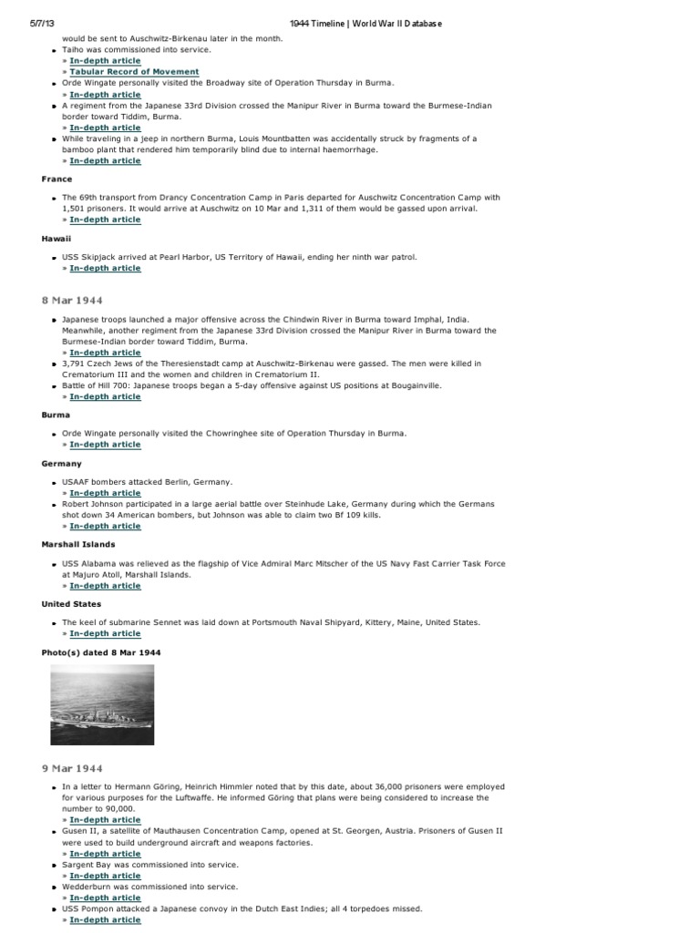 1944 Timeline - World War II Database | PDF | World War II | Attack On ...