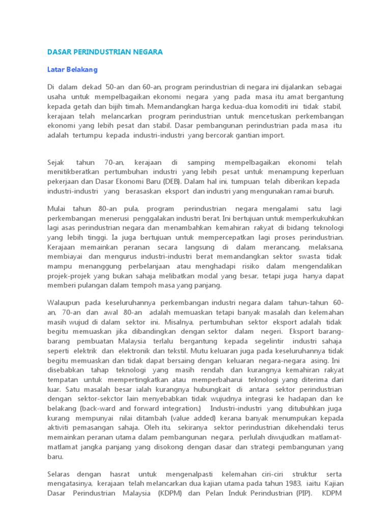 Dasar Perindustrian Negara | PDF
