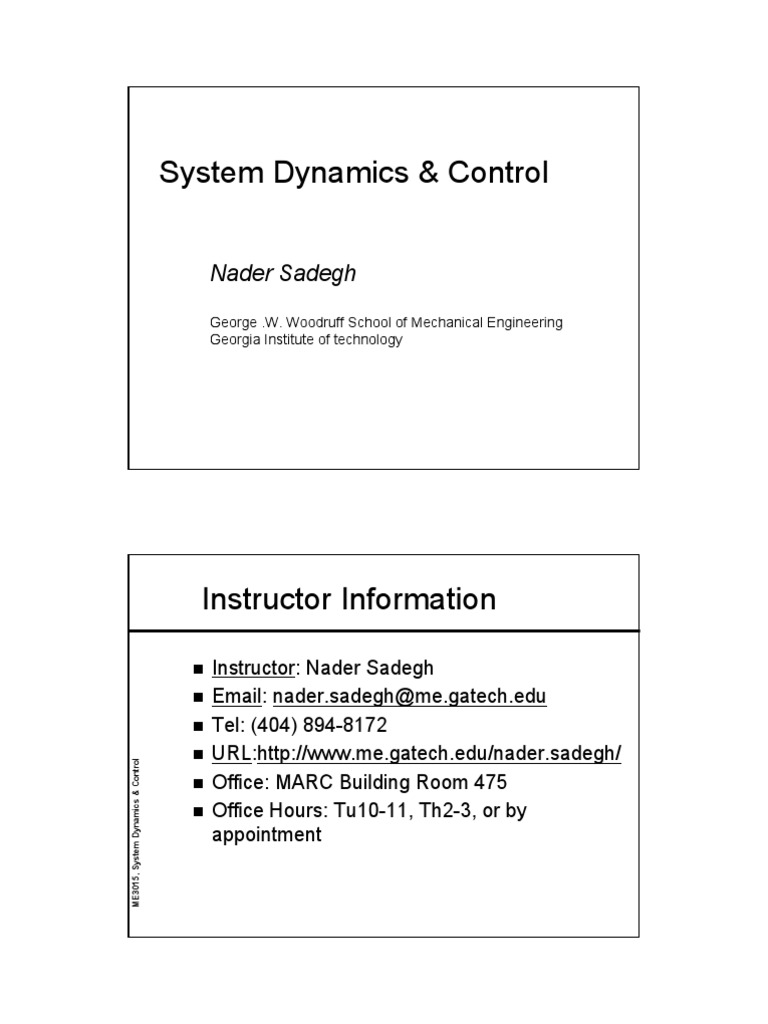 System Dynamics & Control Course Overview | PDF | Control Theory ...