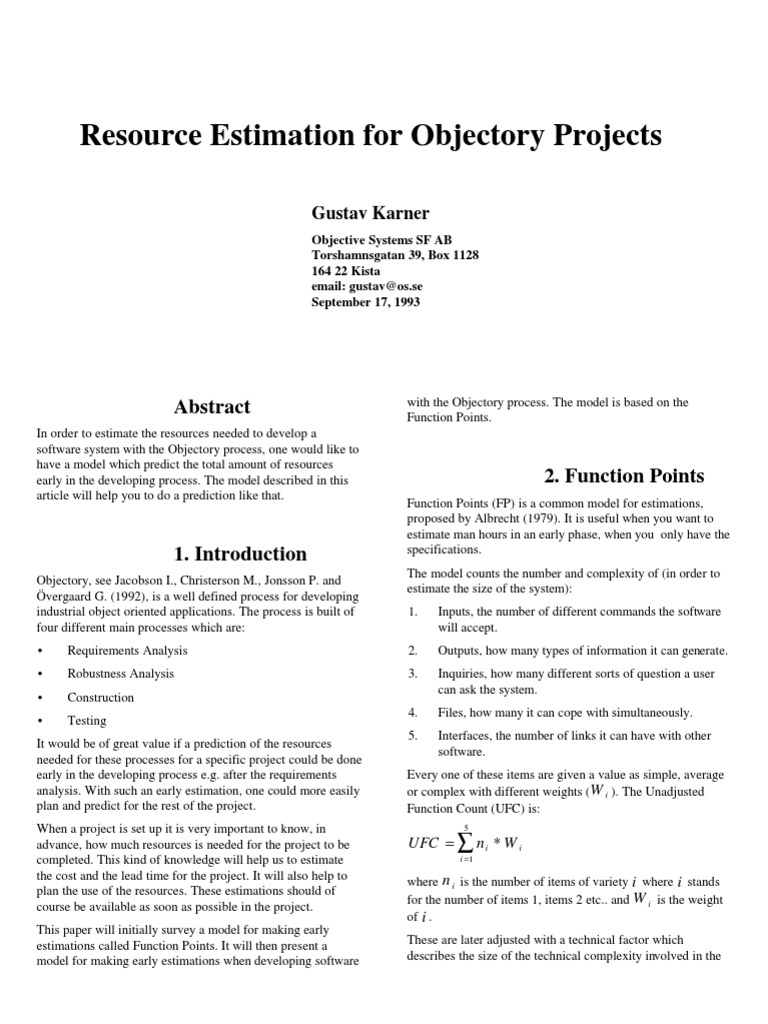 Use Case Points for Objectory Projects | PDF | Information Technology Management | Systems Science