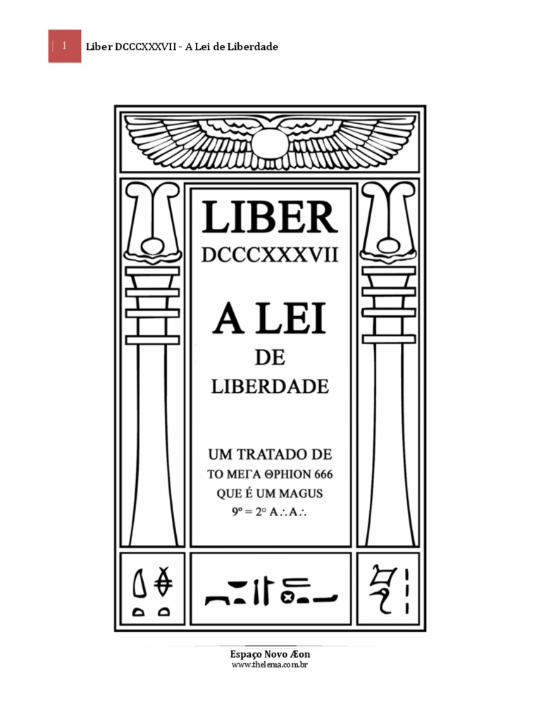 Aleister Crowley Liber DCCCXXXVII A Lei de Liberdade Versao 1 1 | PDF ...
