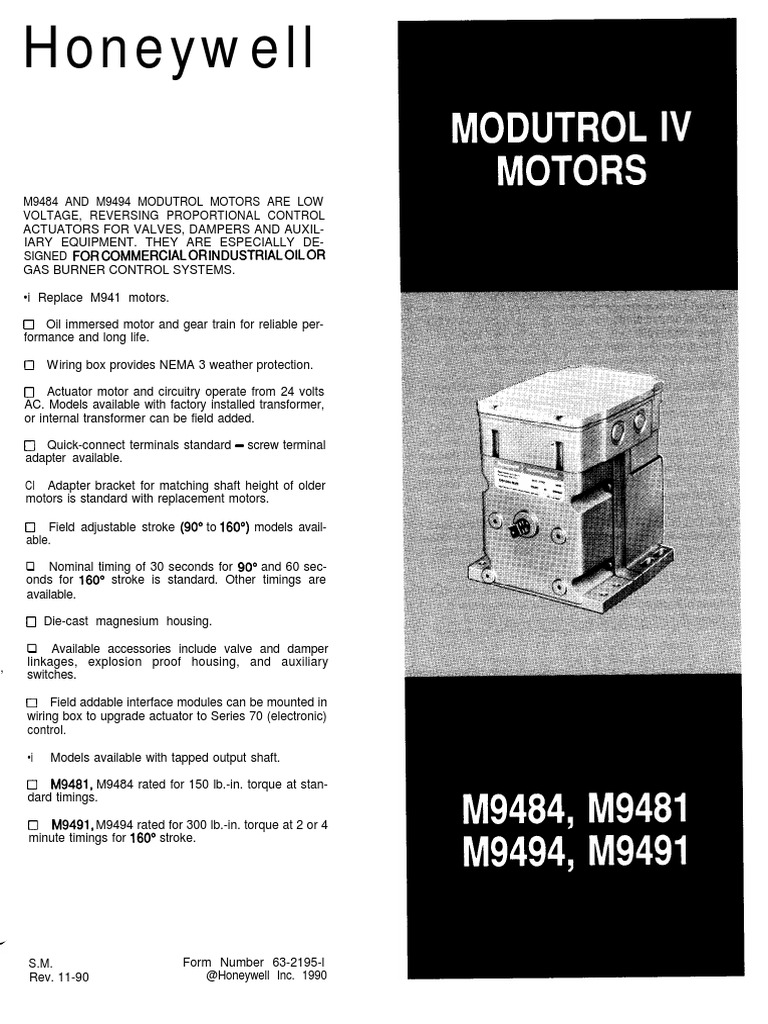 Honeywell ModutrolIVMotor M94 Iom D1190 632195 | PDF | Screw | Switch