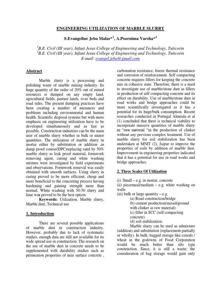 Marble Slurry Utilisation | PDF | Mortar (Masonry) | Concrete