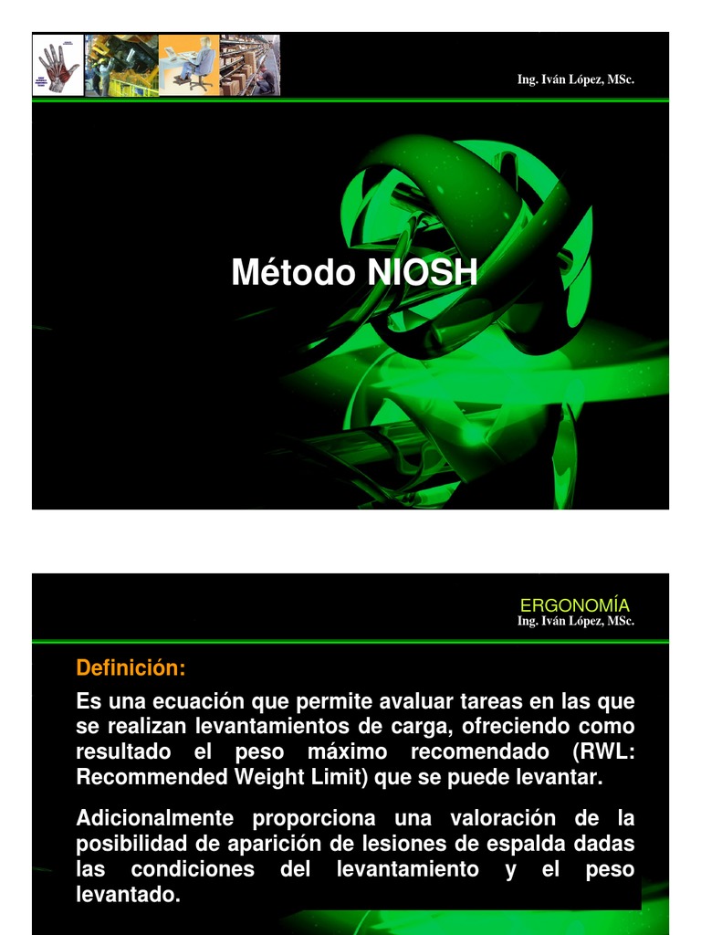 Método NIOSH.pdf | PDF | Biomecánica | Factores humanos y ergonomía