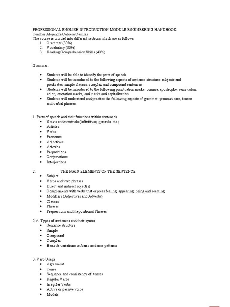 Grammar Handbook Basic Module | PDF | Part Of Speech | Adjective
