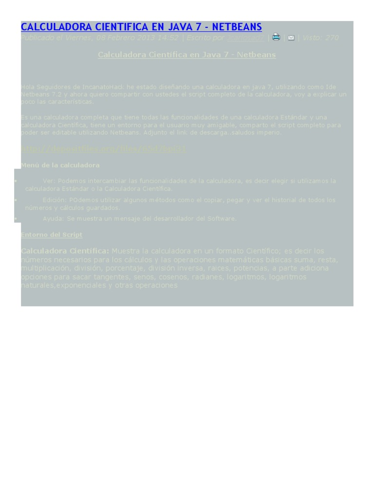 Calculadora Cientifica en Java 7 - Netbeans | PDF | Arte | Informática