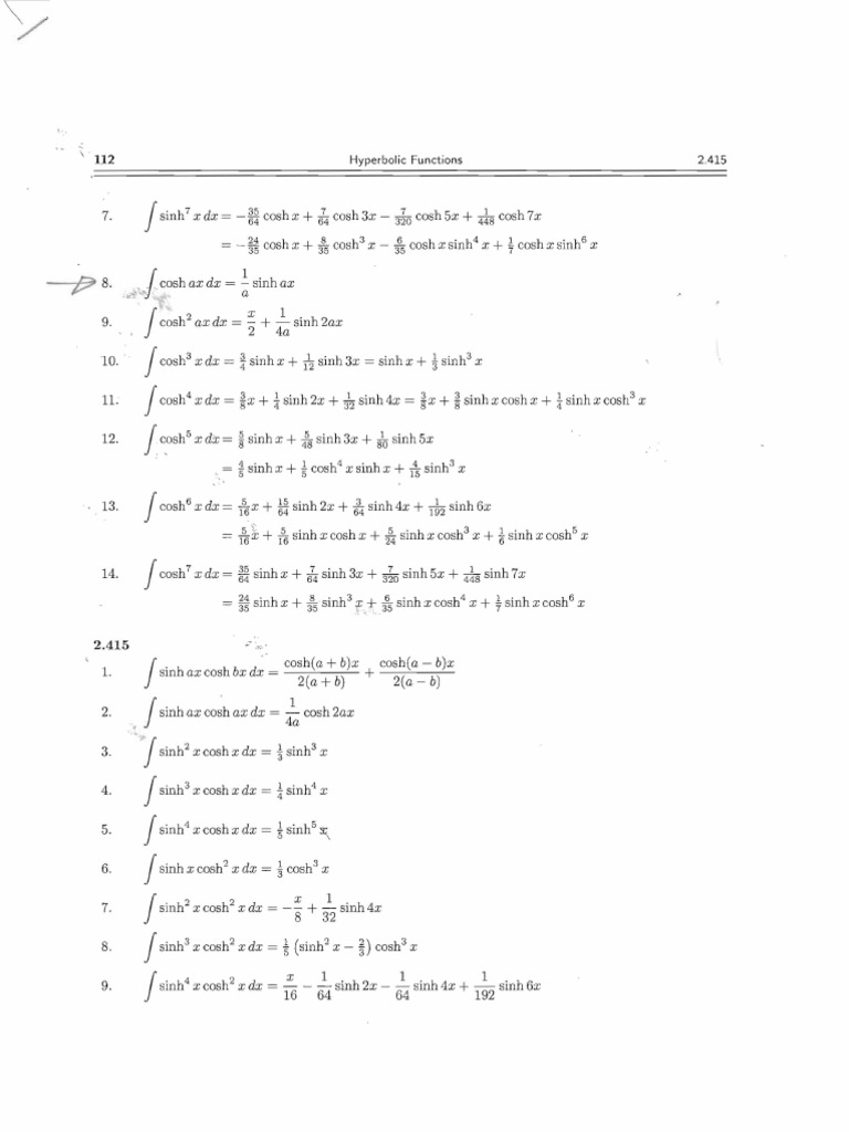 Hyperbolic Functions and Integrals | PDF | Geometric Shapes | Classical ...