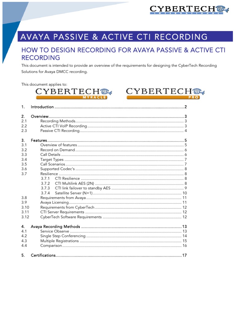 Avaya CTI Recording - How To Design | PDF | Voice Over Ip | Server ...