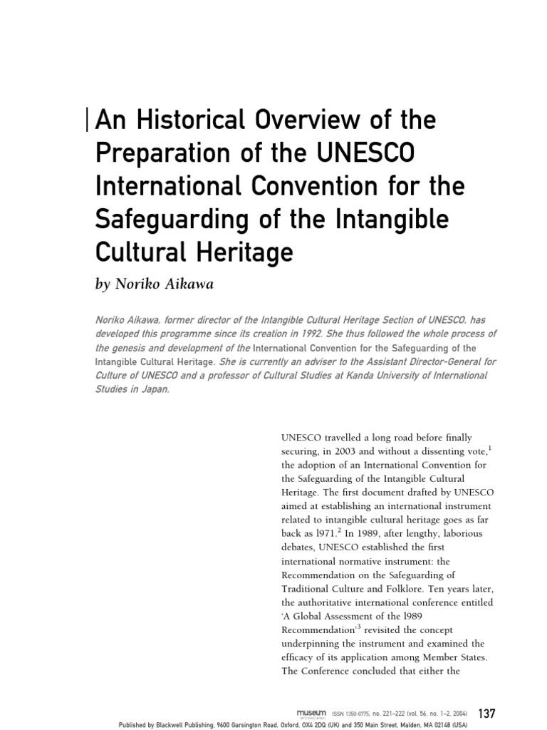An Historical Overview of The Preparation of The UNESCO International ...