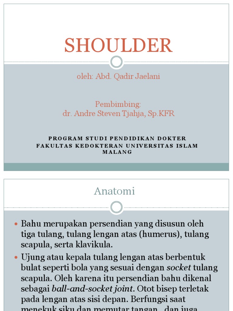 Anatomi dan Terapi Masalah Bahu | PDF