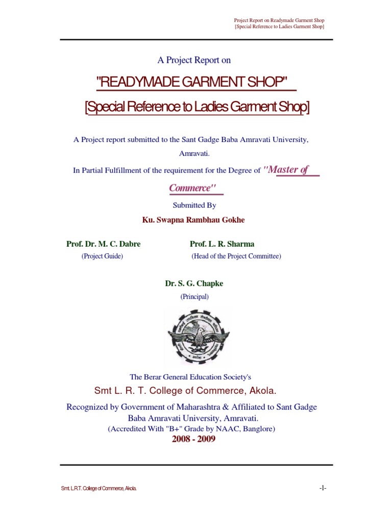 Ladies Readymade Garment Shop Report | PDF | Discounts And Allowances ...