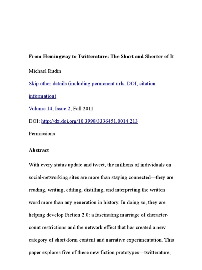 From Twitterature to Cell Phone Novels: Exploring New Forms of Digital ...